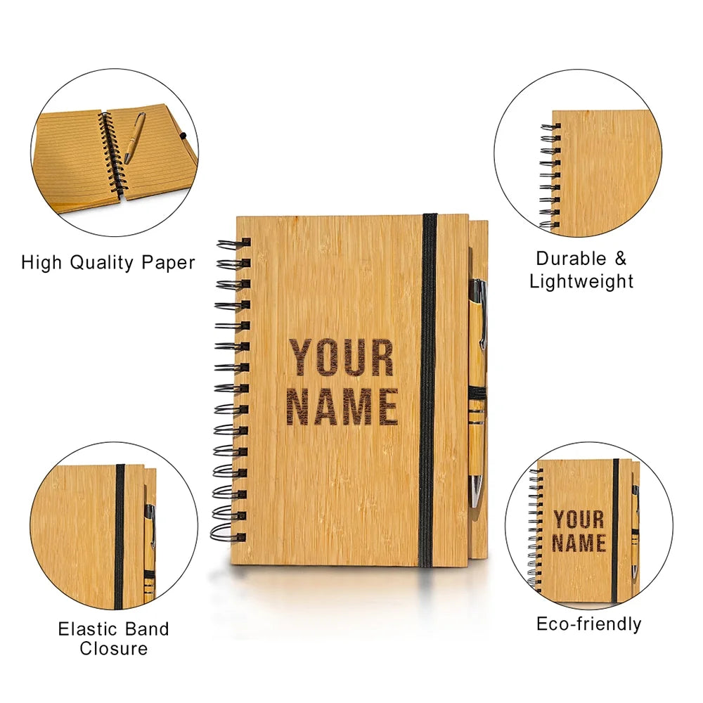 Personalized Bamboo Notebook & Pen – Meserii